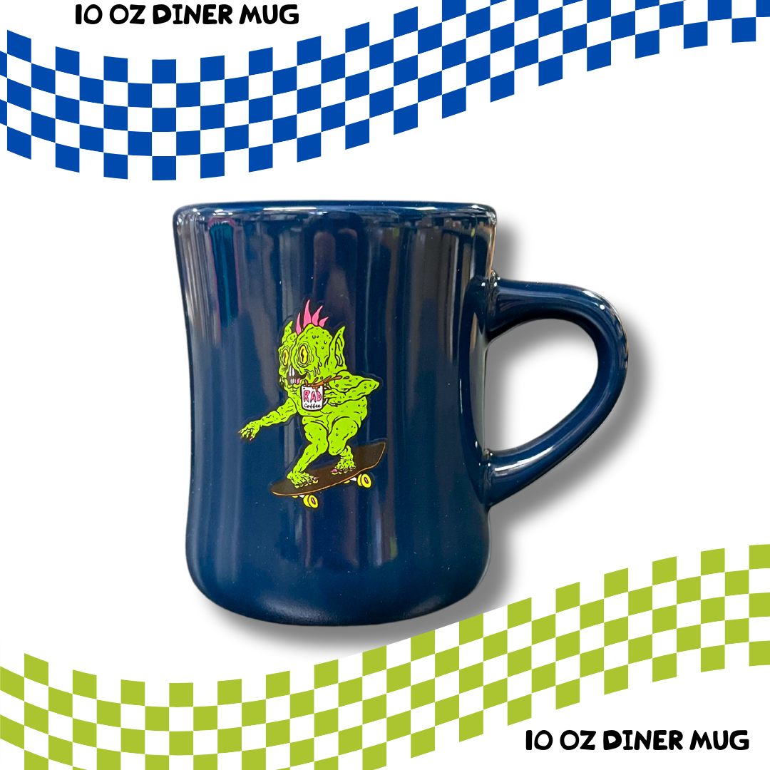 10oz Diner Mug – Monster Mohawk Skate Logo – Rad Coffee